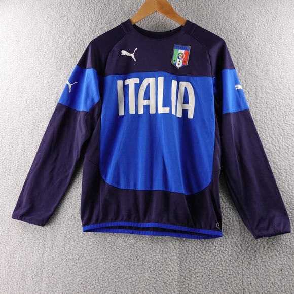 Puma | Shirts | Puma Italia Soccer Jersey Long Sleeve Blue White Men ...